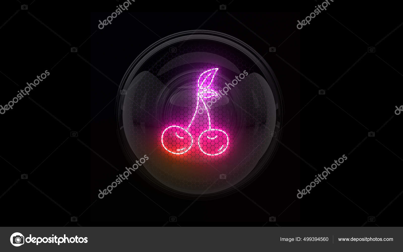 Cherry Cherry Symbol Nixie Tube Indicator Renderingv — Stock Photo ...