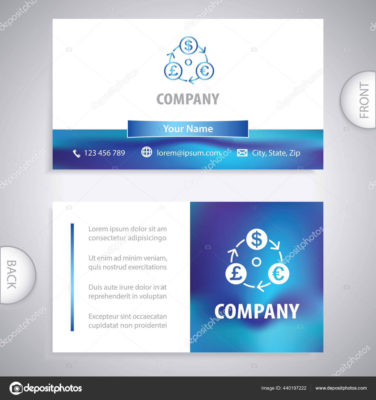 Business Card Template Currency Exchange Dollar Euro British Pound ...