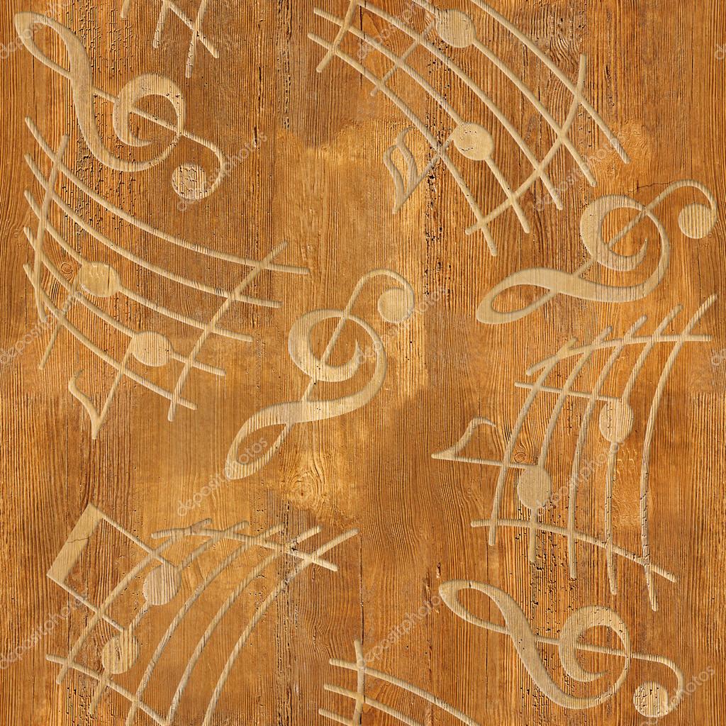 Abstract decorative music notes - wood texture - seamless background ...