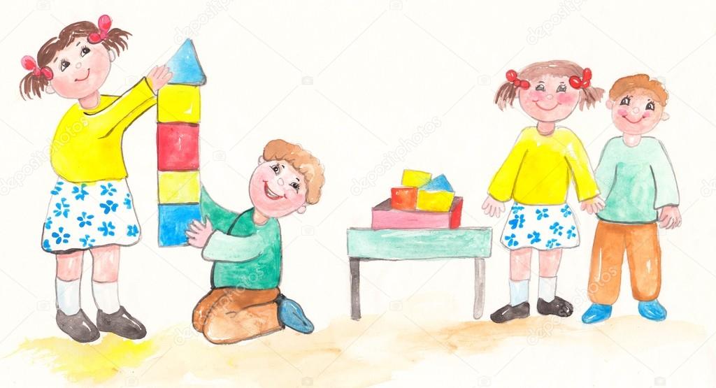 Children play in a school Stock Illustration by ©mattiamarty #105014042