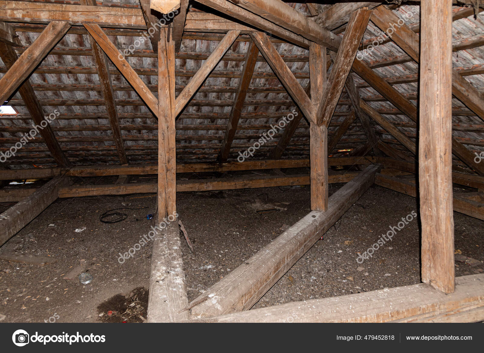 Rustic Attic Old Garret Attic Loft Roof Construction — Stock Photo ...