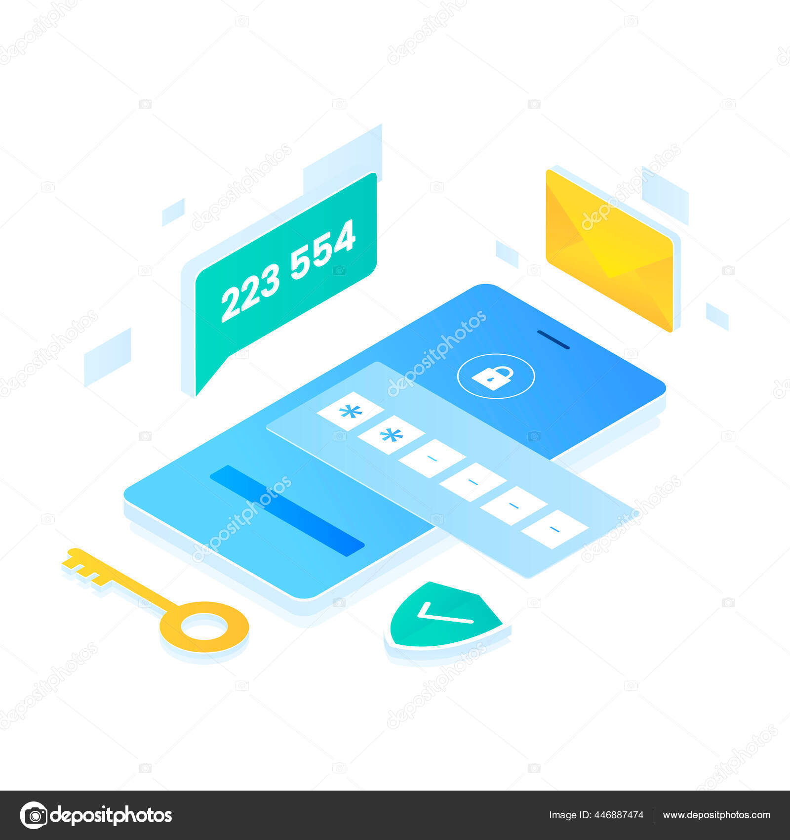 Authentication Code Illustration Isometric Style Illustration Websites ...