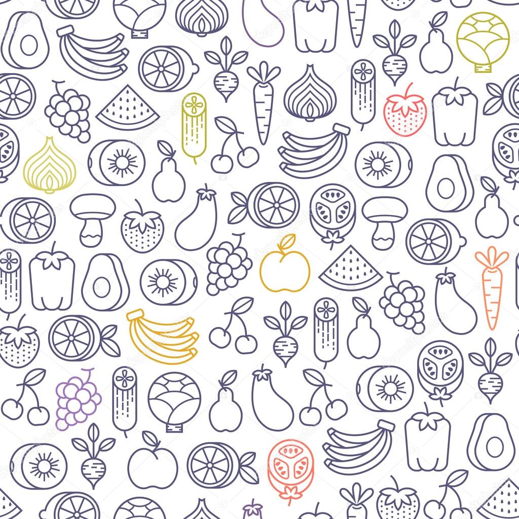 Fruits and vegetables pattern Stock Vector by ©kusuriuri 120957094