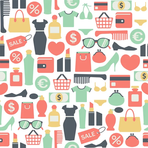 Seamless vector background with colorful shopping icons Stock Vector ...