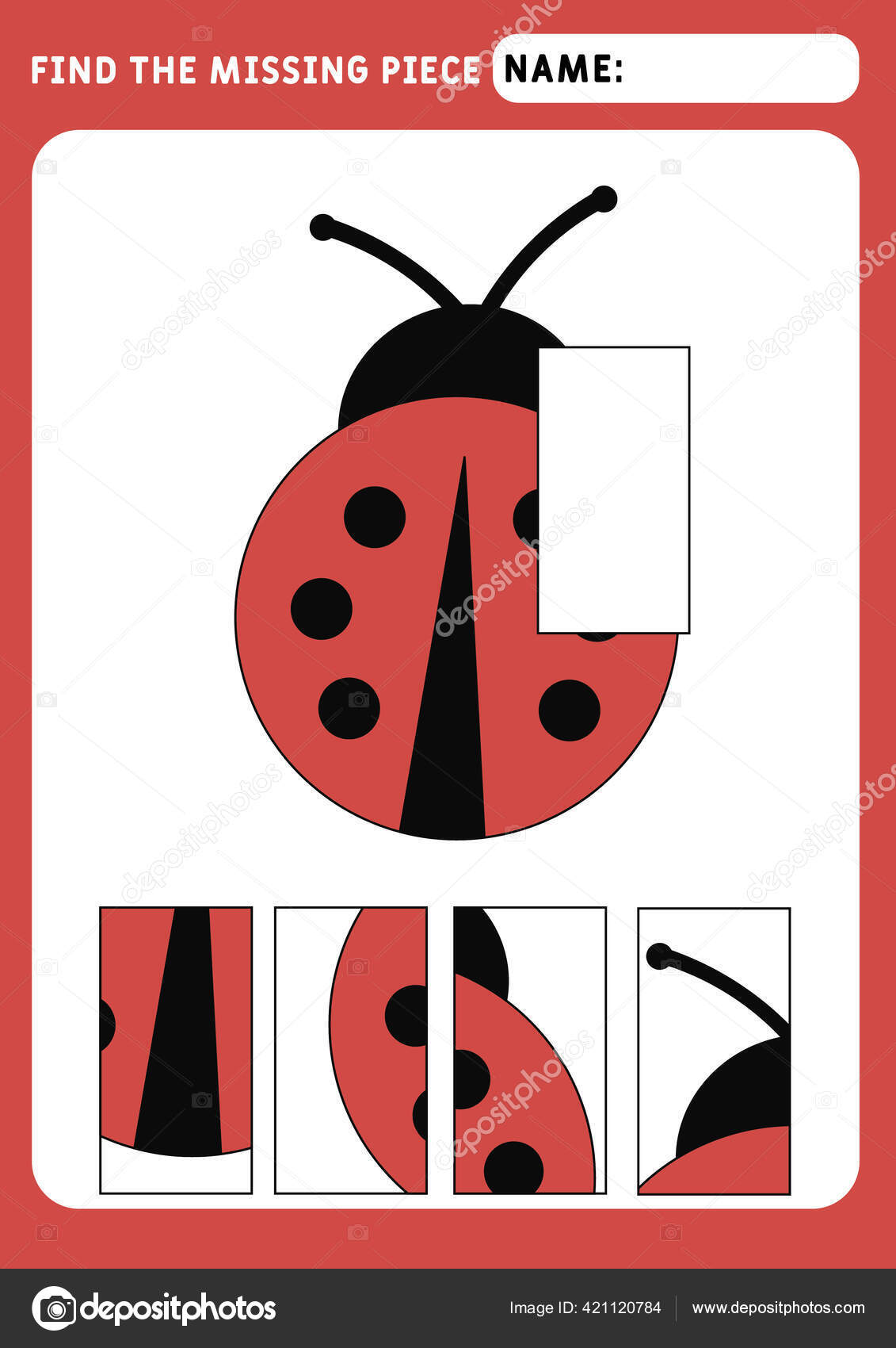 Find Missing Piece Complete Picture Puzzle Kids Activity Animals Theme ...