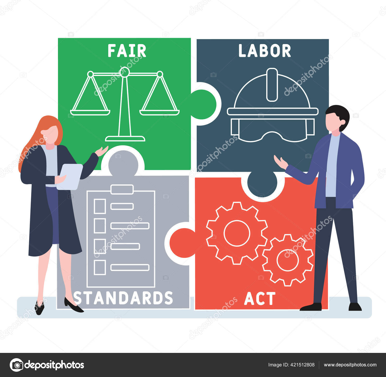 Flat Design People Flsa Fair Labor Standards Act Acronym Business Stock ... Flat Design People Flsa Fair Labor Standards Act Acronym Business Stock ...