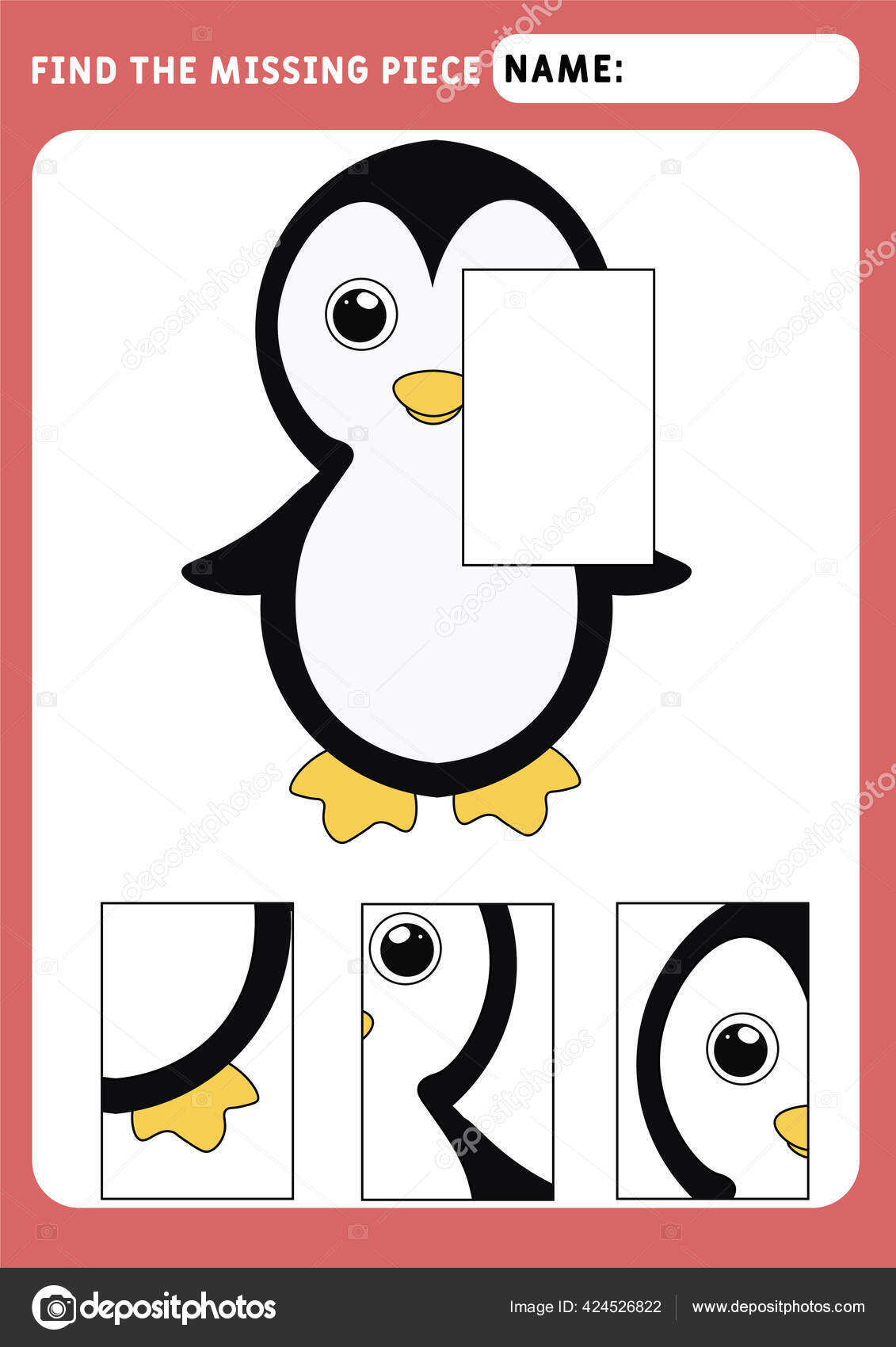 Find Missing Piece Complete Picture Puzzle Kids Activity Animals Theme ...