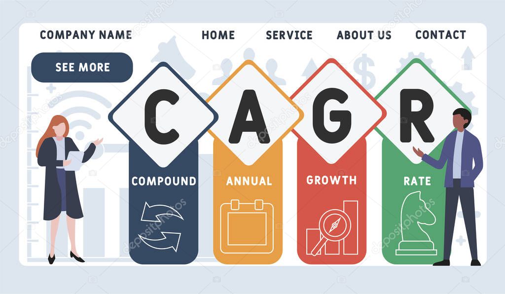 Plantilla de diseño web vectorial. CAGR - acrónimo compuesto de tasa de ...