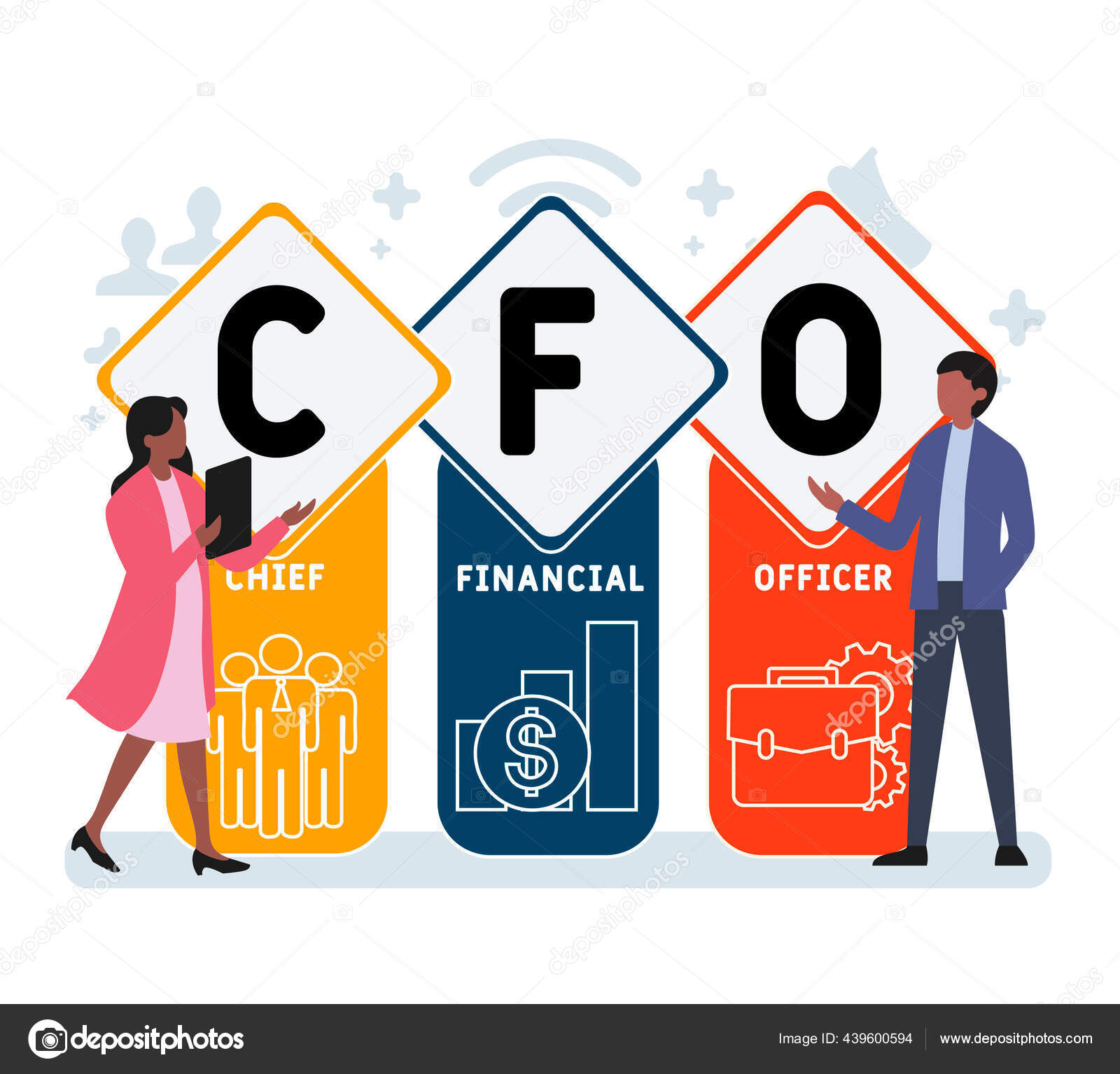 Flat Design People Cfo Chief Financial Officer Company Acronym Business ...