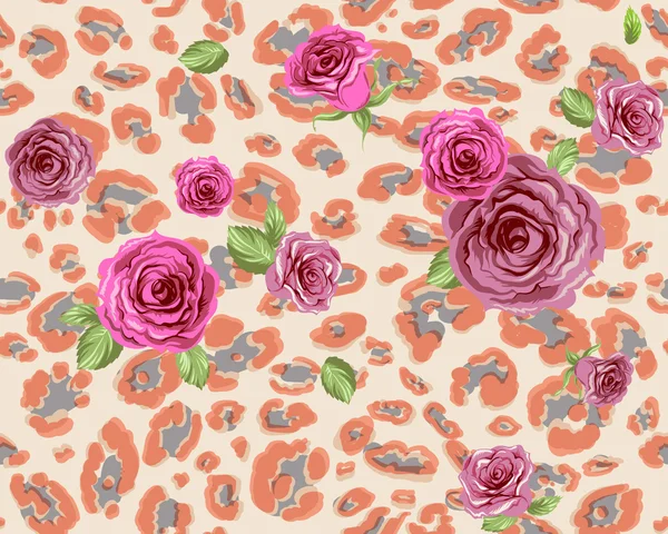 Cute rose seamless mix leopard vector pattern background Stock Vector ...