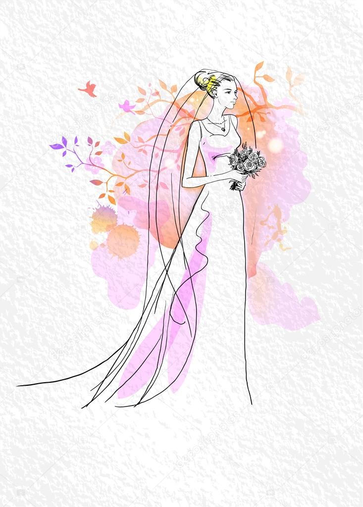 Wedding watercolor bride Stock Vector Image by ©paprika_ #87945126
