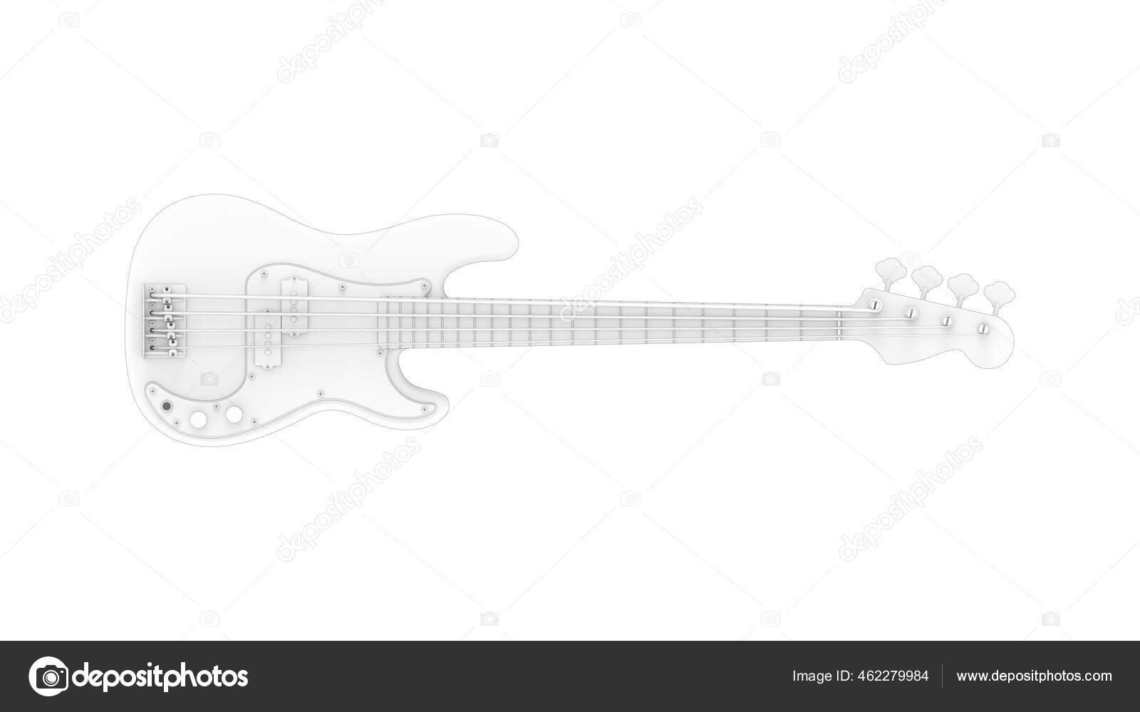 3d rendering of a electric guitar technical line drawing isolated ...