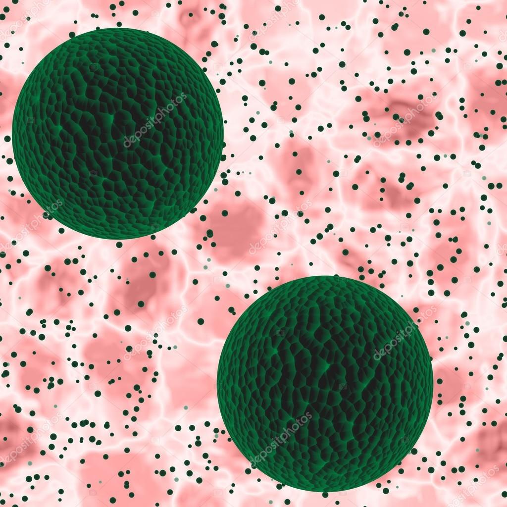Bright green dangerous bacterias or virus spheres in animal blood. ⬇ ...