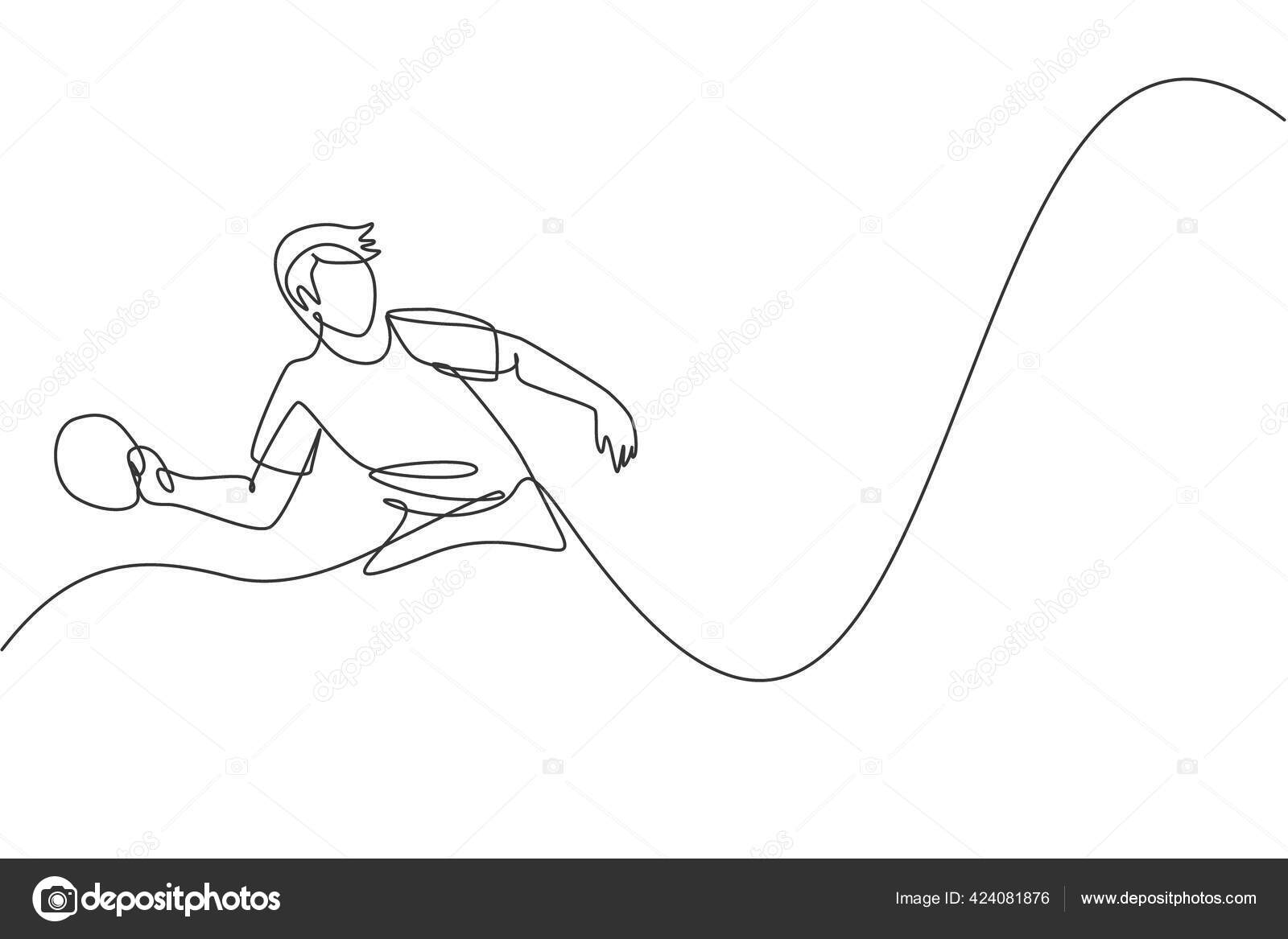 One Continuous Line Drawing Young Sporty Man Table Tennis Player Stock ...