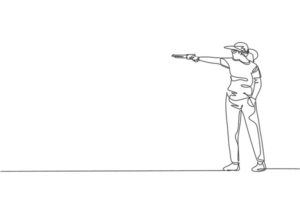 One Single Line Drawing Young Woman Practicing Shot Target Range Stock ...