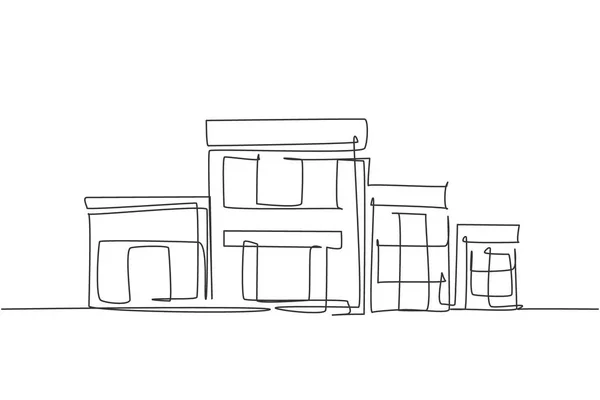 Egysoros Folyamatos Rajz Zöld Öko Szerény Ház Faluban Lakásépítés ...