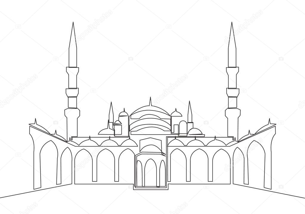 Vettoriale stockDisegno Linea Continua Islamica Storico Punto ...