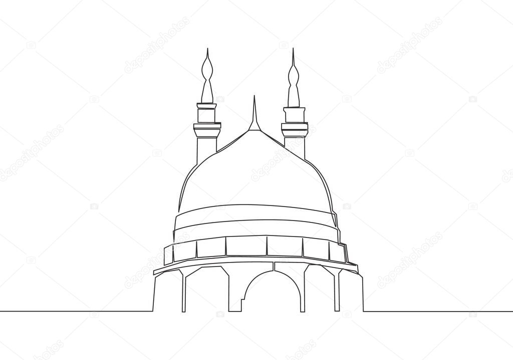 Tarihi Bir Cami Mescitin Kesintisiz Çizimi Slami Kişi Kavramı Için Stok ...