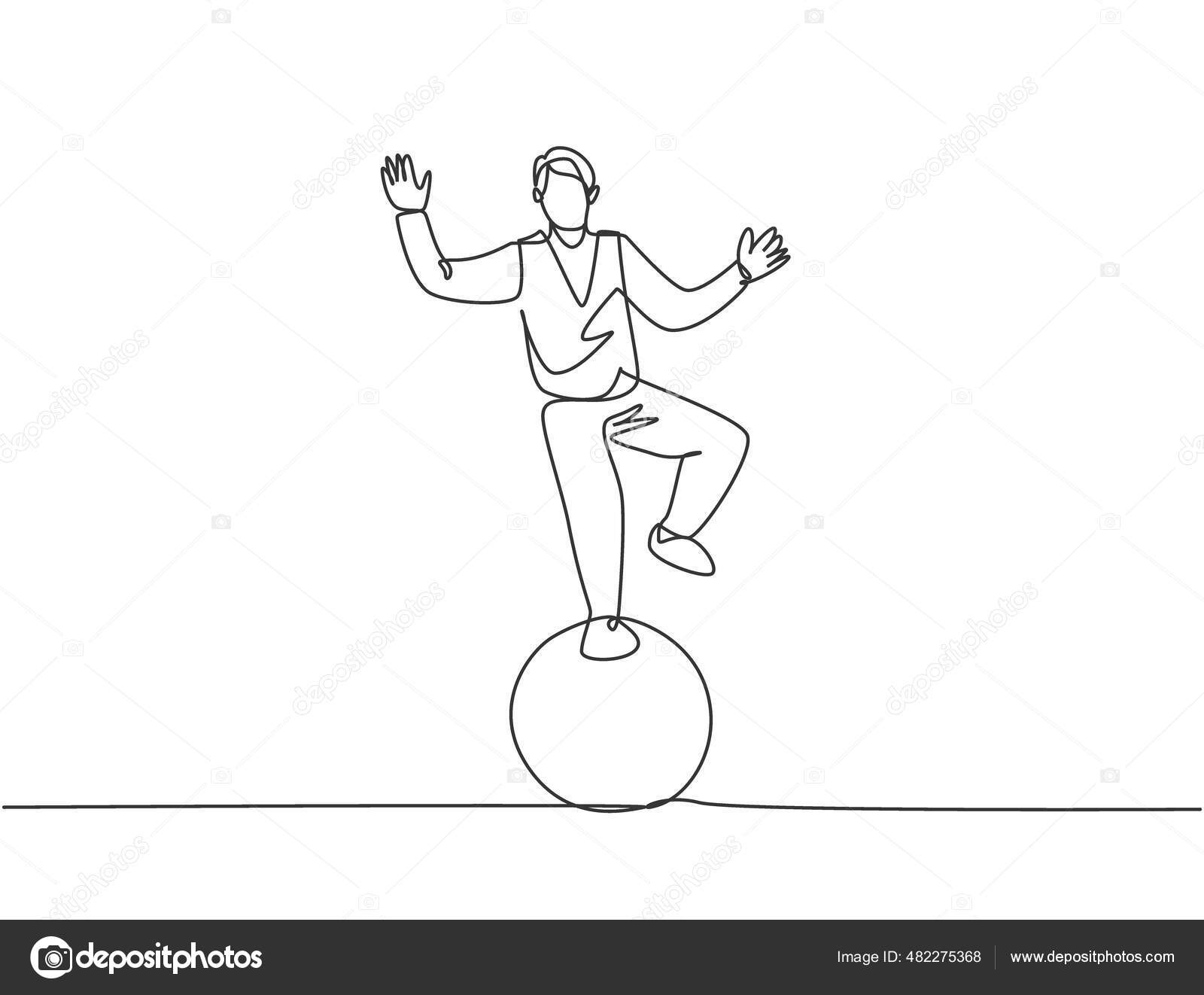 Continuous One Line Drawing Male Acrobat Performs Standing Stunt One ...