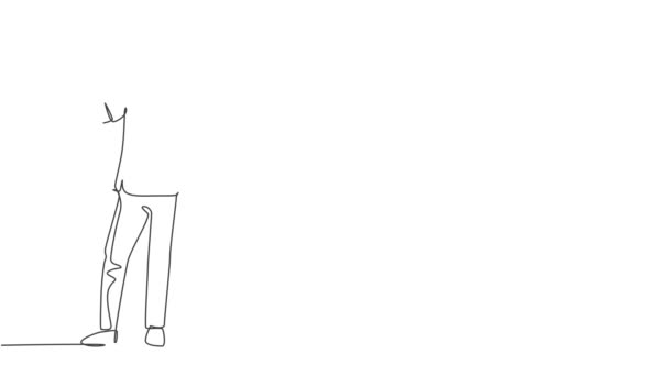 Animation One Line Drawing Delivery Man Gives Thumbs Gesture While ...