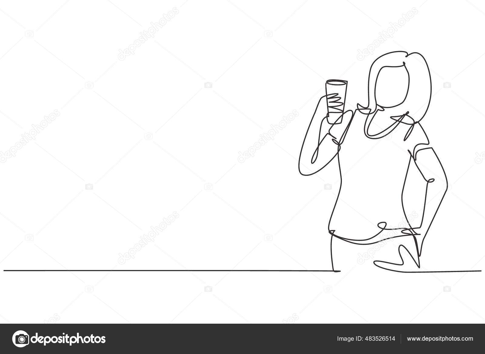 Single Continuous Line Drawing Portrait Happy Young Beautiful Woman ...