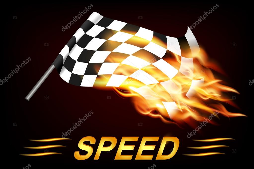 Speed flag in fire Stock Vector by ©designtano 75722739
