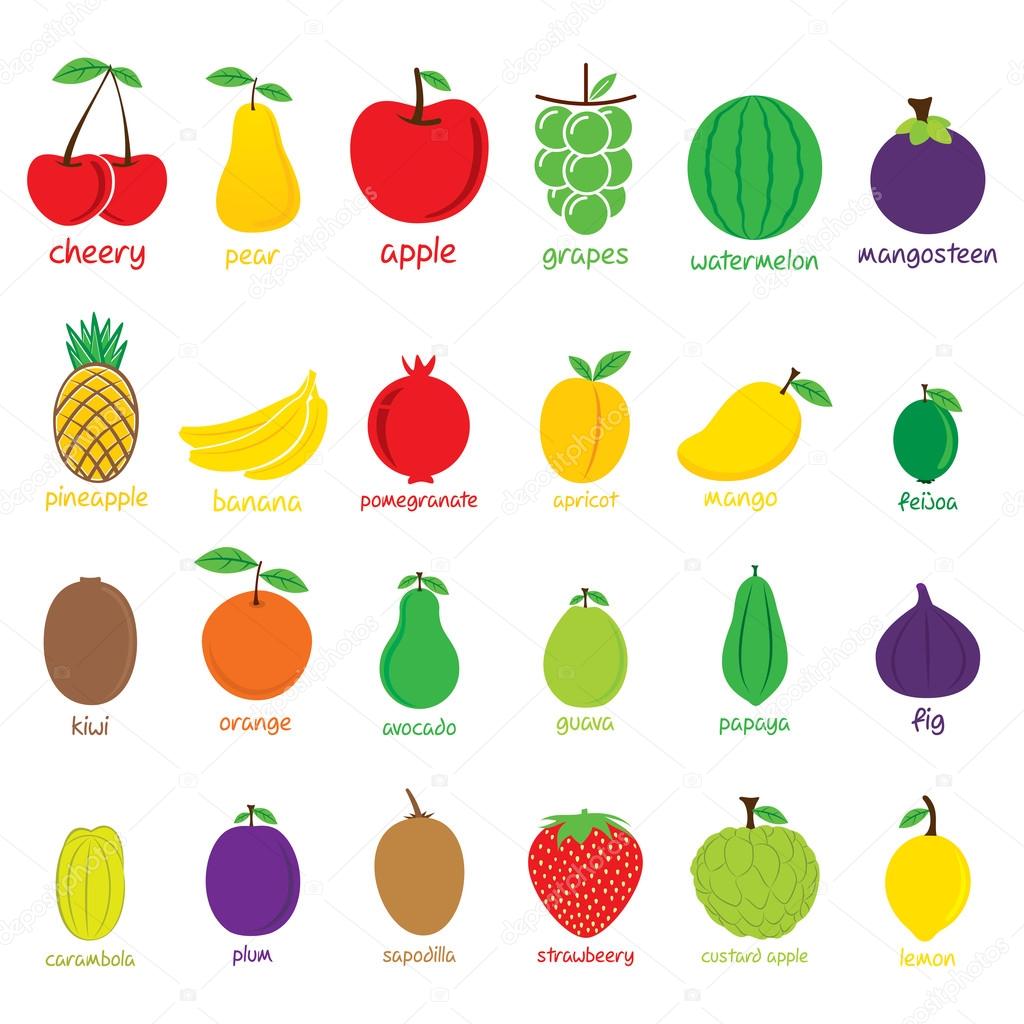 Different fruit icon set — Stock Vector © vectotaart #76769391