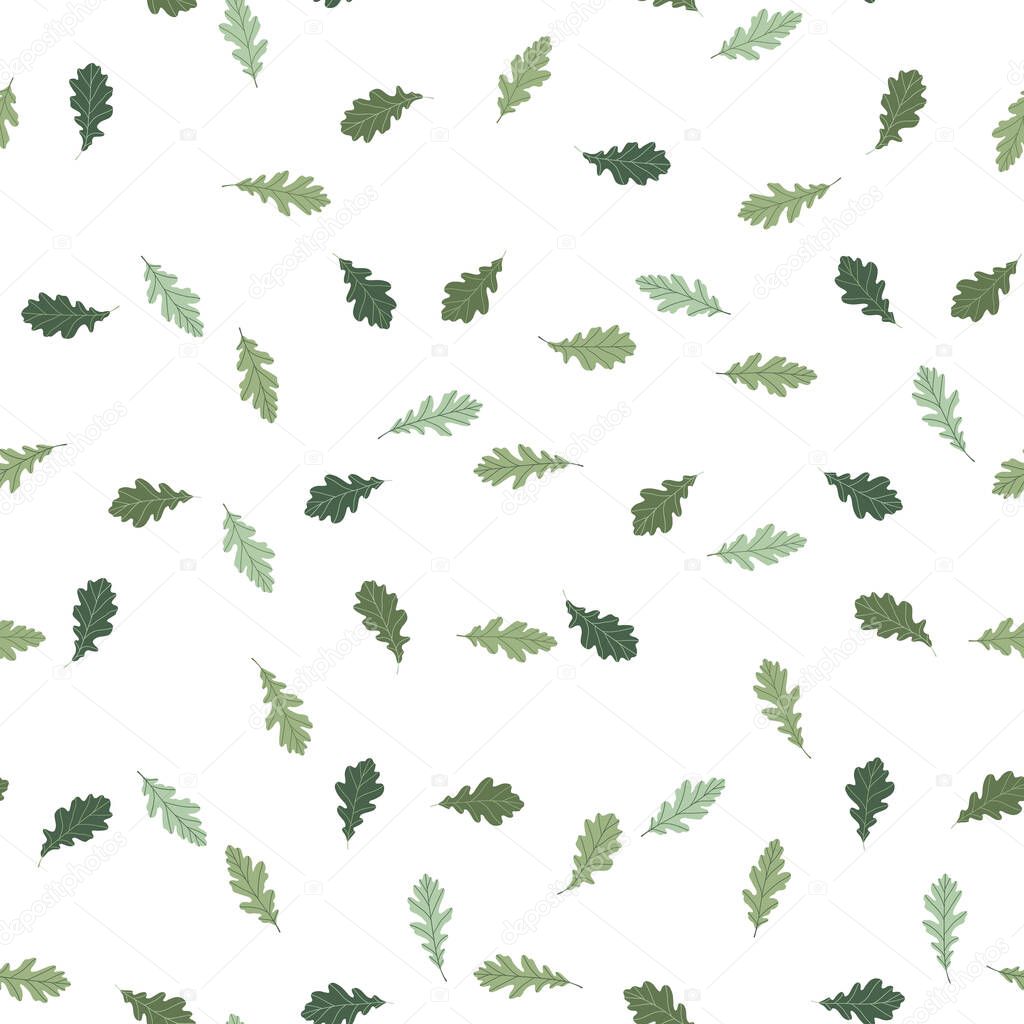 Patrón floral sin costuras con hojas exóticas de colores sobre fondo blanco. Ramas de roble ...