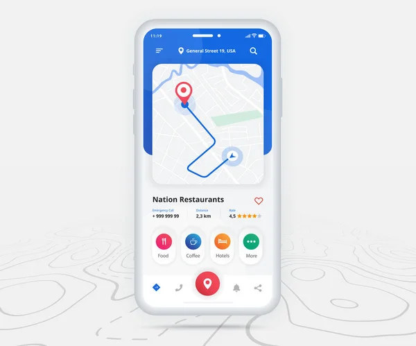 Map Gps Navigation App Concept Mobile Map Application Smartphone App Stock Vector Image by ...