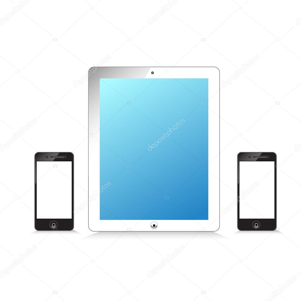 Black and white modern tablet phone on white background Stock Vector ...
