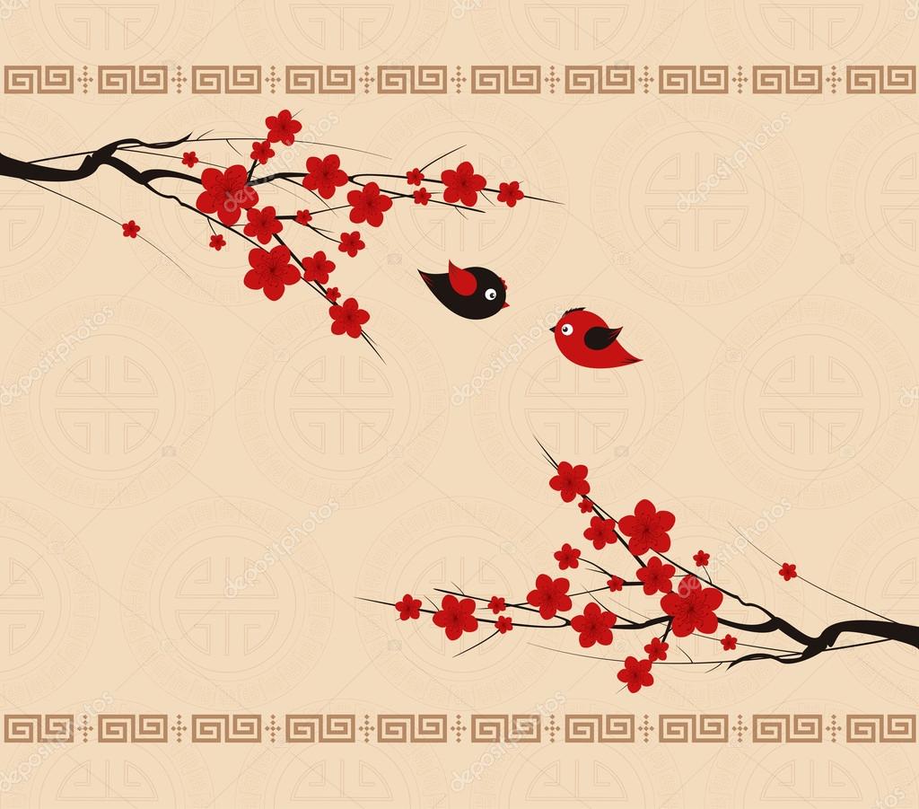 Background with chinese lanterns and bird Stock Vector Image by ...
