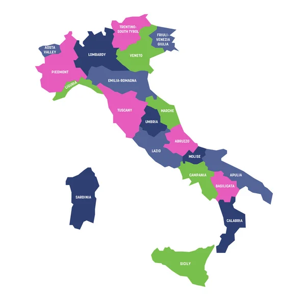 Italy Map Administrative Division Names Colors Map Isolated White ...