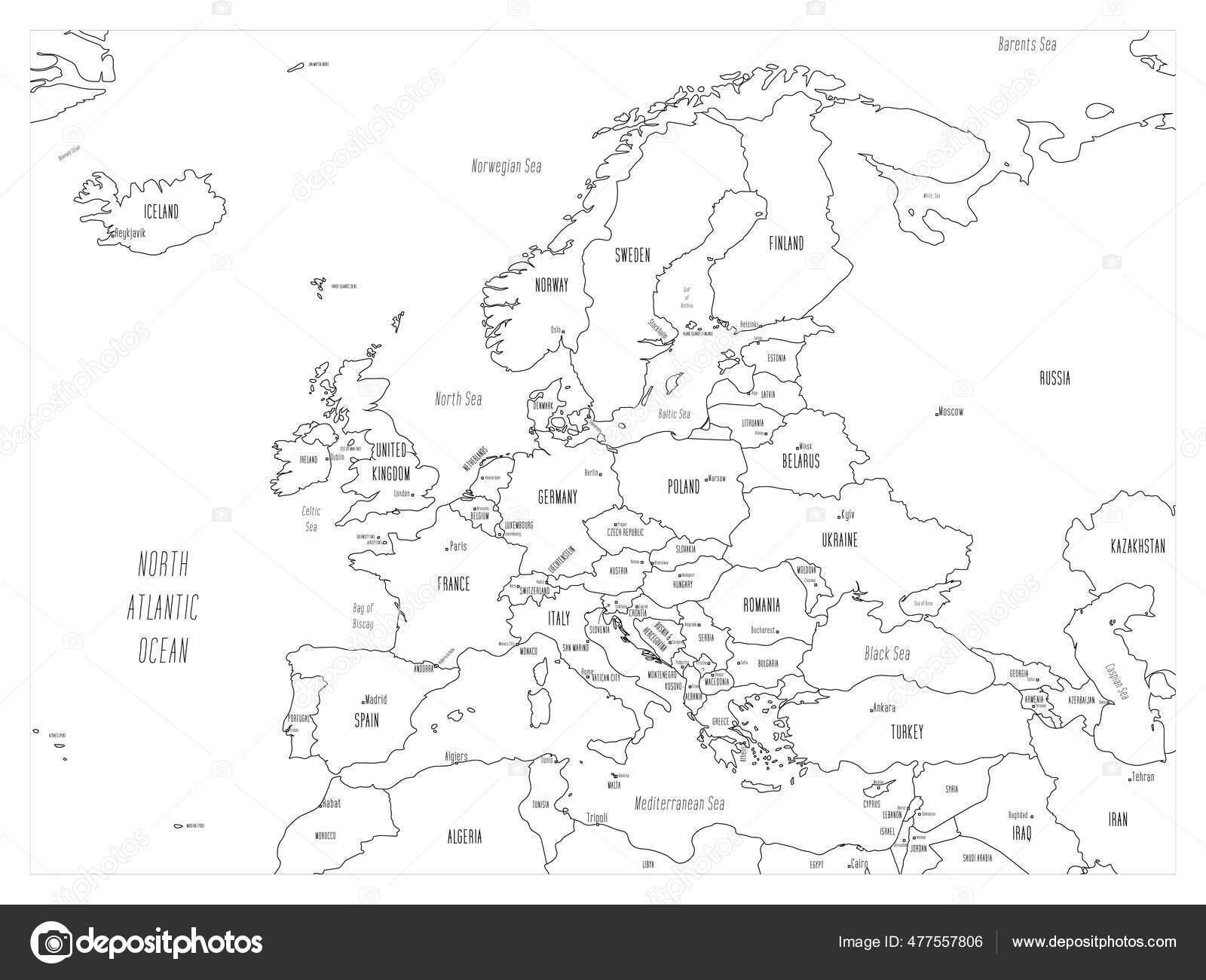 Mapa De Europa En Blanco Y Negro Etiquetado Descarga Mapa De África