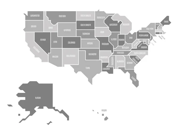 Political map of United States od America, USA. Simple flat black ...