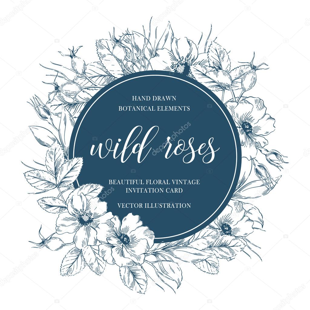 Wild roses floral frame Stock Vector Image by ©JalloM #113369942