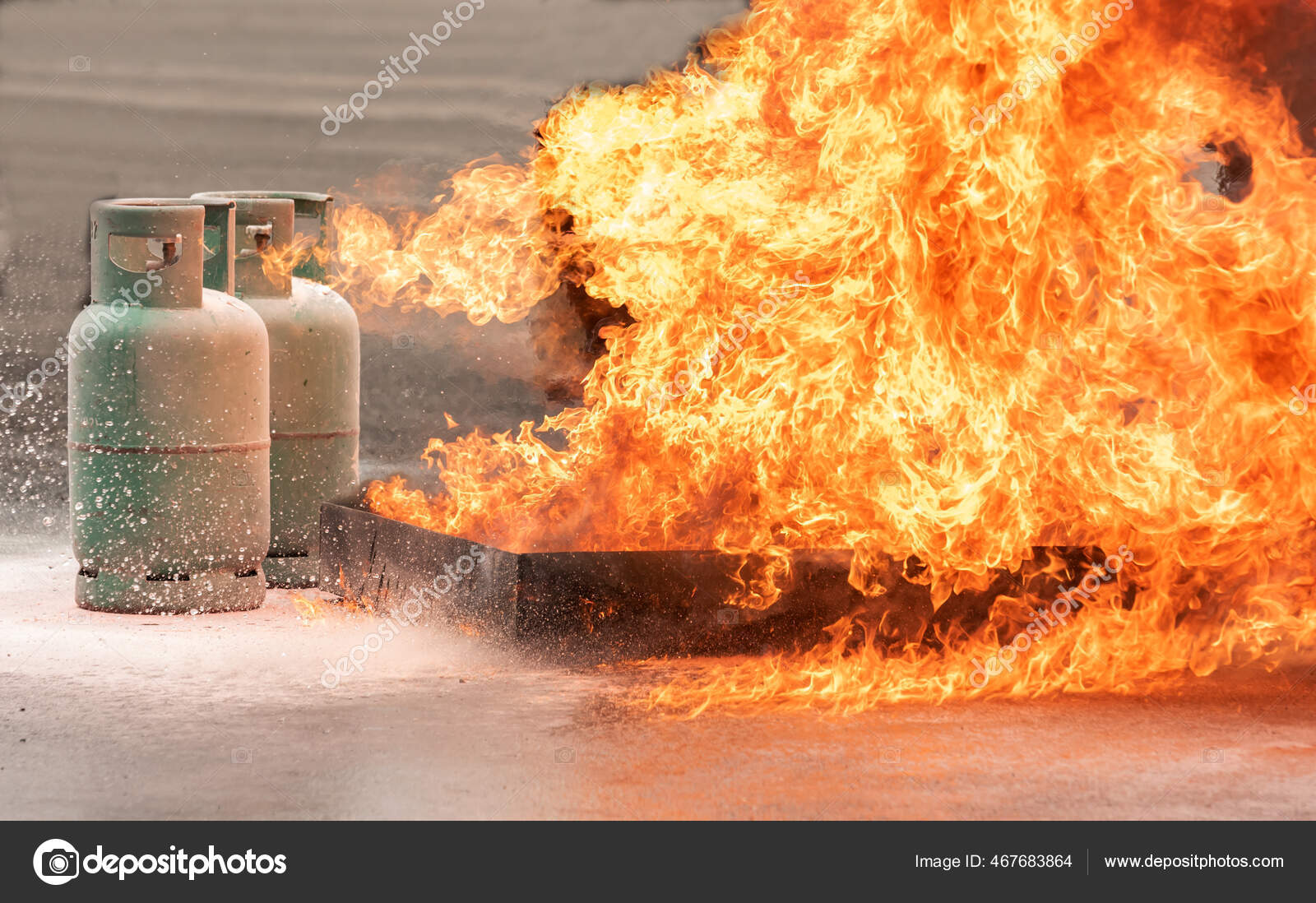 Gas Tank Explosion Fire Danger Accident Risk People Area Stock Photo by ...