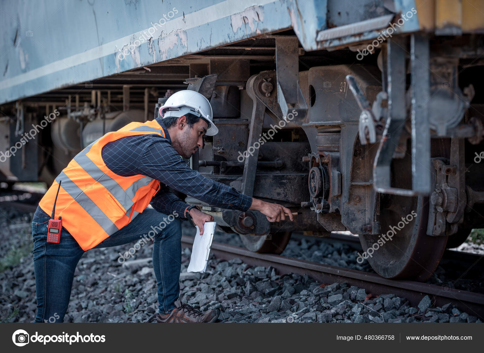 Engineer Railway Checking Construction Process Train Testing Checking ...