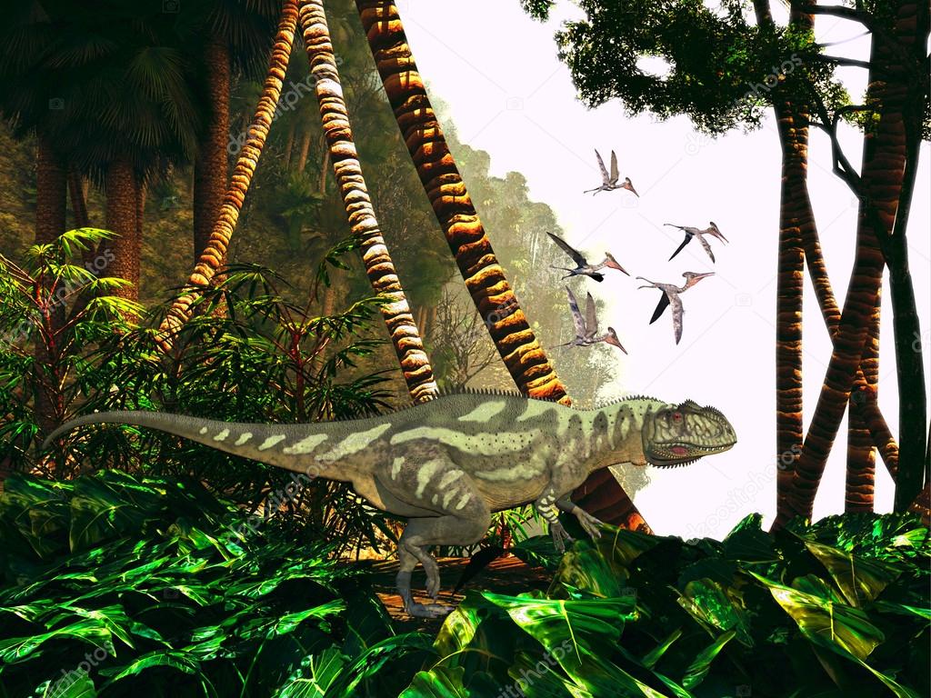 Yangchuanosaurus in Jungle — Stock Photo © CoreyFord #83172590