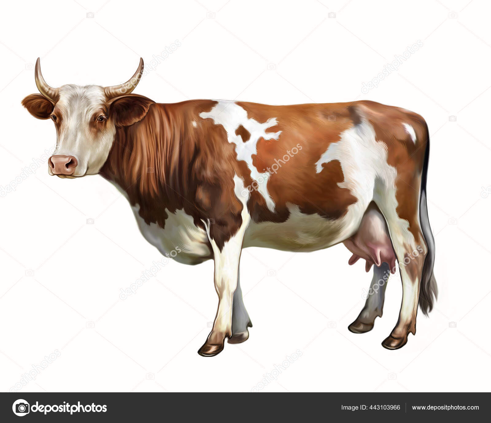 Dibujo De Vaca Realista Ilustración Realista De Vaca Lechera Para