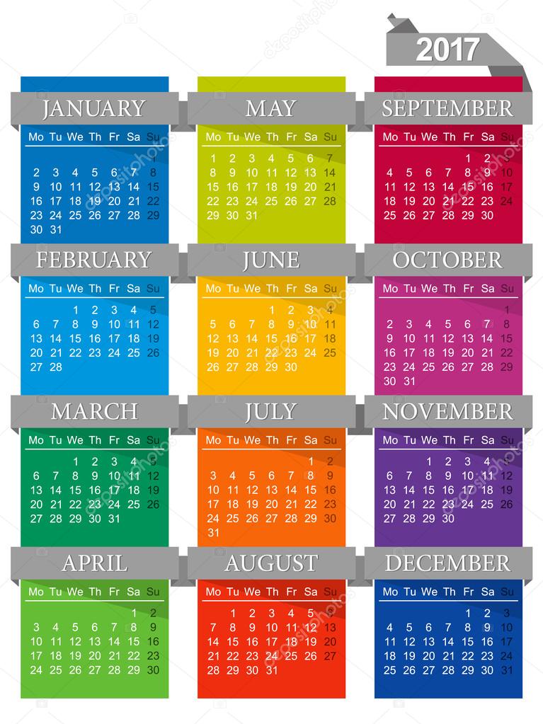 English Calendar 2017 — Stock Vector © hana11 #94505888 English Calendar 2017 — Stock Vector © hana11 #94505888