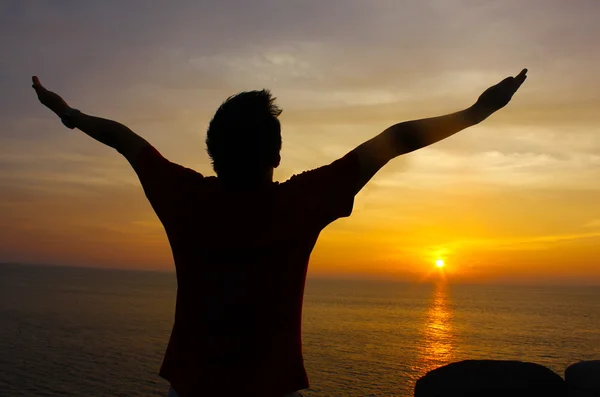 Silhouette Image of Man Raising His Hands - Stock Image - Everypixel