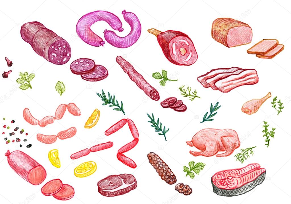 Meat elements Stock Illustration by ©cat_arch_angel #82314732