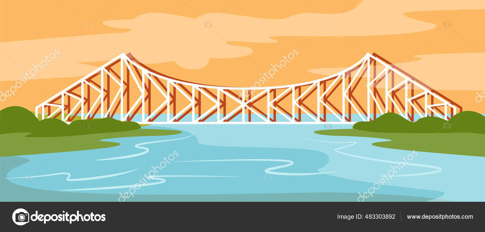 Howrah Bridge Kolkata West Bengal India Vector Illustration Stock ...