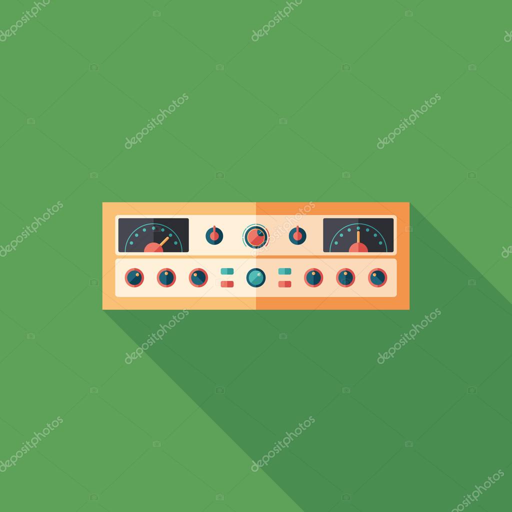 Sound compressor flat square icon with long shadows. Stock Vector Image ...