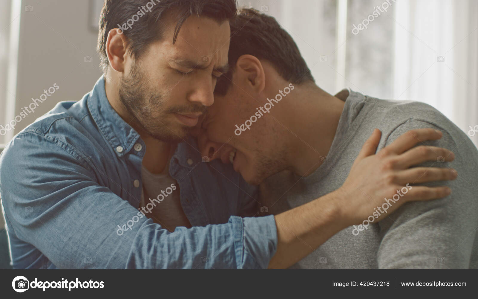 Sad Queer Drama Concept. Boyfriend is Unhappy and Depressed About ...