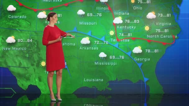 News Studio Female Weather Reporter — Stock Video © Gorodenkoff #492280580