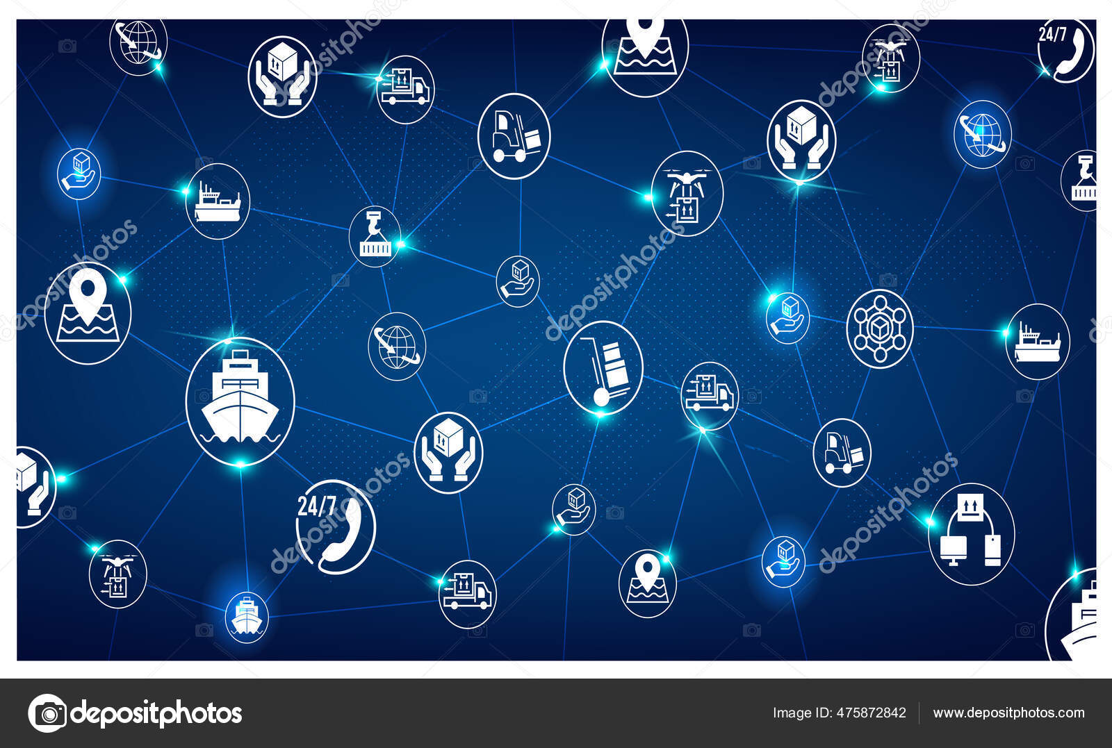 Smart Logistics Background Global Logistics Warehouse Logistics Sea ...
