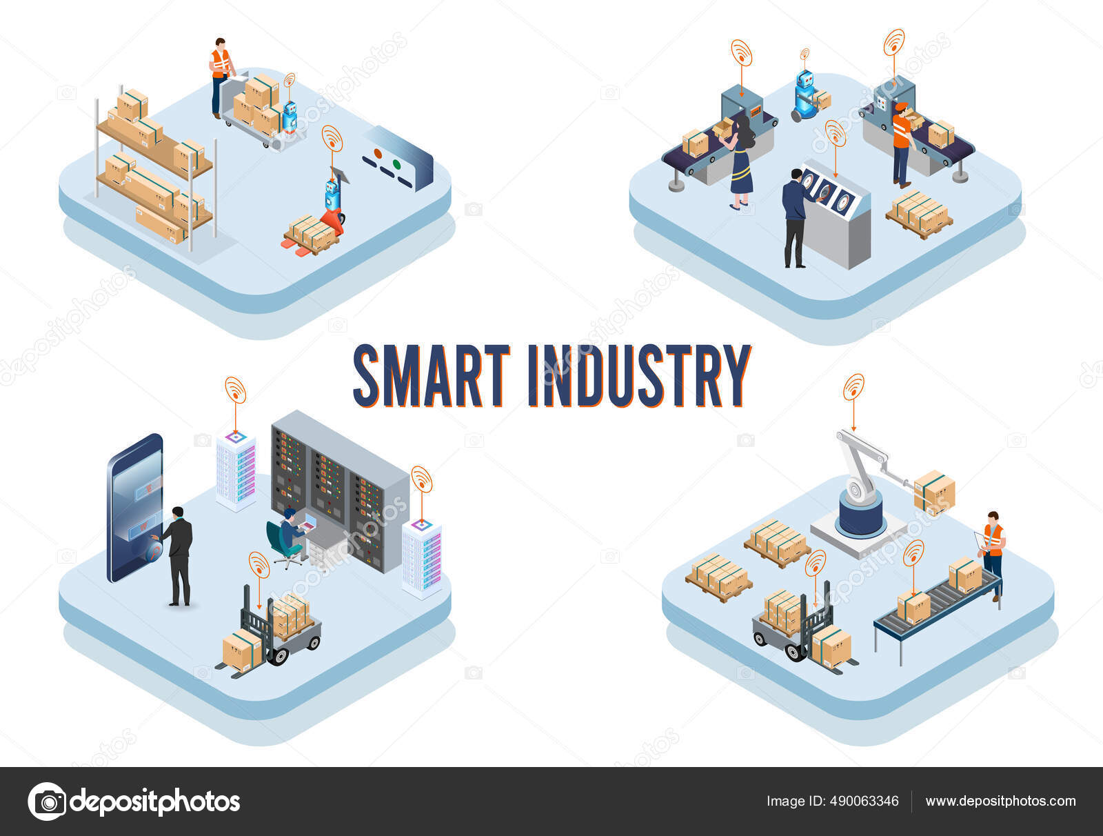 Modern Isometric Design Concept Smart Industry Development Production ...