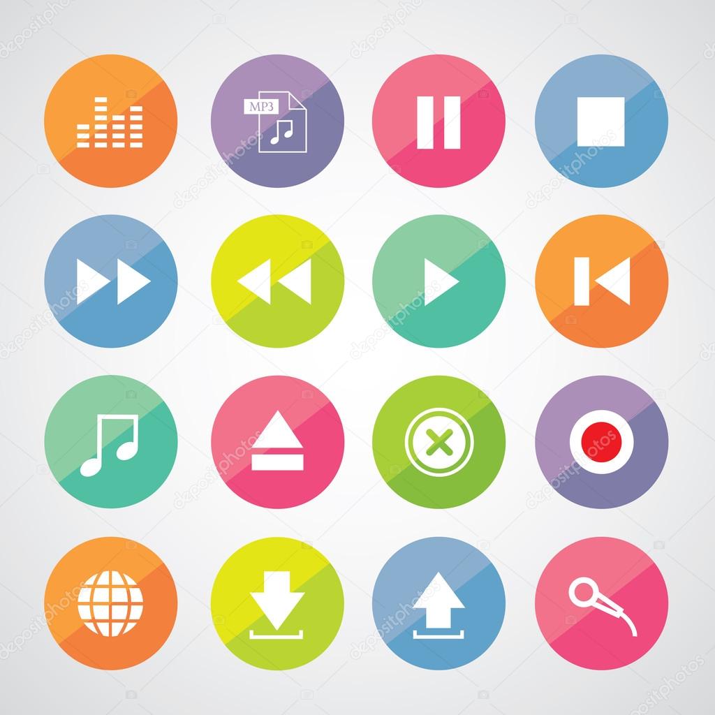 Music button icons Stock Vector by ©tackgalich 58093783
