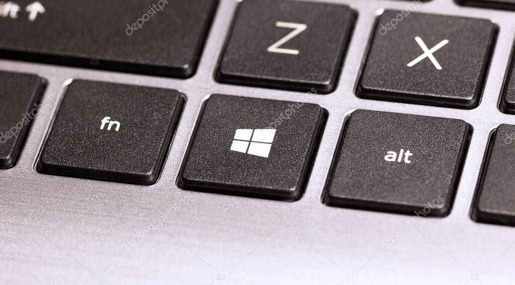 Tecla del sistema operativo Microsoft Windows 10 en un teclado portátil ...